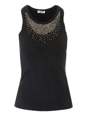 Liu Jo Strass-embellished Ribbed Top - Black