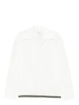 Commas Embroidered-trim Front-tie Shirt - White