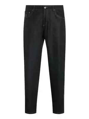 Brunello Cucinelli Contrast-stitch Straight-leg Trousers - Black