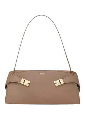 FERRAGAMO Gancini Leather Shoulder Bag - Neutrals