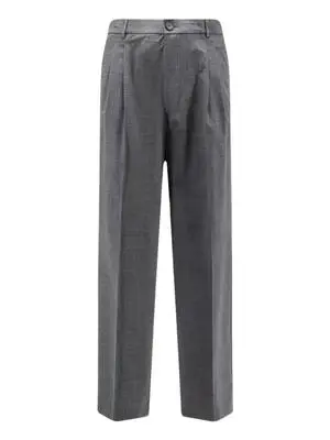 AMARANTO Pleated Straight-leg Trousers - Grey