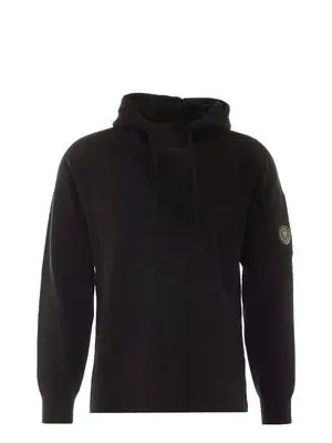 C.P. COMPANY Lens-detail Knitted Hoodie - Black