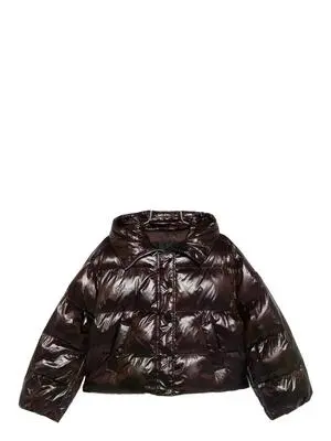 Pinko Padded Jacket With Embroidered Logo - Brown
