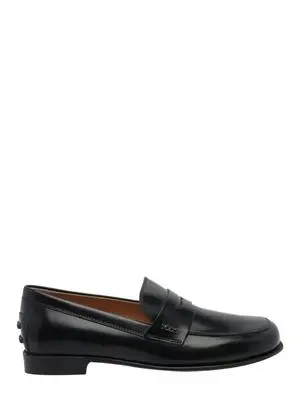 TOD'S Logo-plaque Leather Loafers - Black
