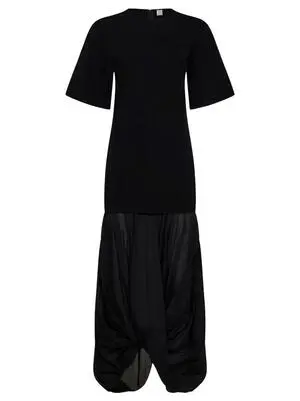 TOTEME Asymmetric Pleated Maxi Dress - Black