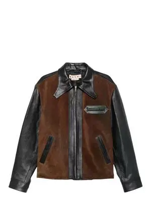Marni Panelled Leather And Suede Jacket - Black