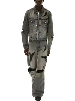 MASU Distressed Wide-leg Jeans - Grey