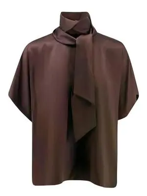 Brunello Cucinelli Scarf-detail Blouse - Brown