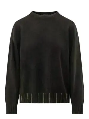 Fabiana Filippi Embellished Ribbed Crew Neck Sweater - Black