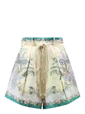 Zimmermann Indra Floral-print Linen Shorts - Neutrals