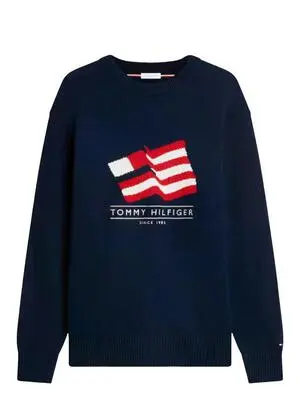 Tommy Hilfiger Intarsia Flag Sweater - Blue