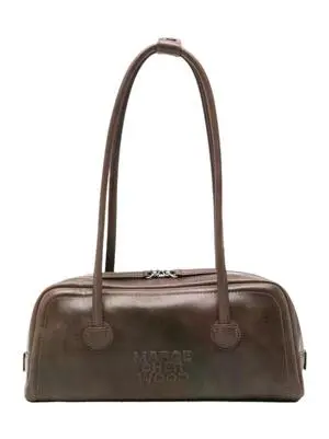 MARGESHERWOOD Debossed Logo Leather Shoulder Bag - Brown
