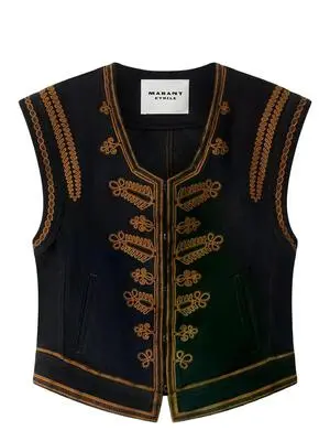 MARANT ETOILE Sleeveless Embroidered Jacket - Black