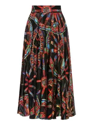 Dolce & Gabbana Carretto-print Devoré Twill Long Skirt - Black