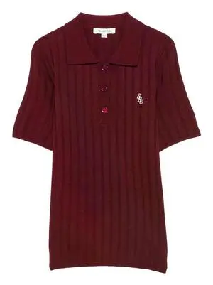 SPORTY & RICH Ribbed-knit Polo Shirt - Red