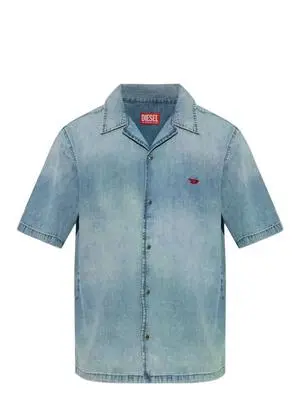 DIESEL® Logo-embroidered Short-sleeve Shirt - Blue