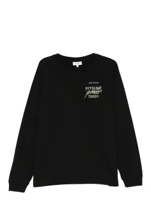 Maison Kitsuné Logo-print Long-sleeve T-shirt - Black