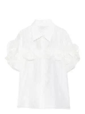 PAPER LACE Floral-appliqué Short-sleeve Shirt - Neutrals