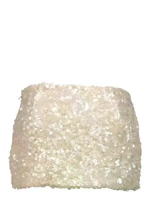 GLOWNY Sequin-embellished Mini Skirt - Neutrals