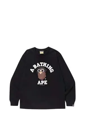 A BATHING APE Long Sleeve Graphic Print Crewneck Sweatshirt - Black