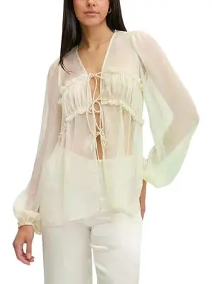 Bardot Ashton Ruffled Tie-fastening Blouse - Neutrals