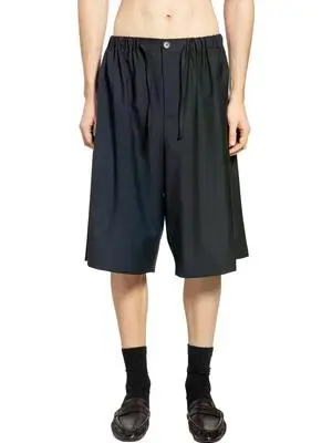 ROSE BURRITO Drawstring Virgin-wool Shorts - Blue