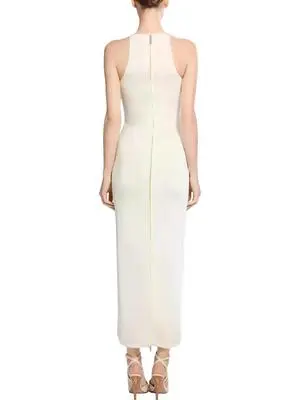 Elie Saab Bow-detailed Cut-out Maxi Dress - Neutrals
