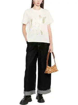 JW Anderson Animal Star Embellished T-shirt - Neutrals