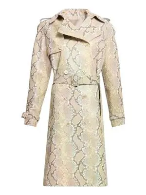 Elie Saab Python-print Double-breasted Coat - Neutrals