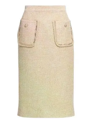 Elie Saab Tweed Python-print Midi Skirt - Neutrals