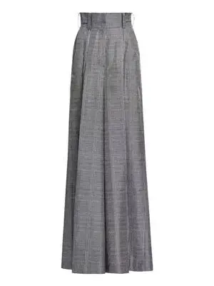 Elie Saab Prince De Galles-print Silk Trousers - Grey