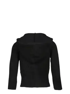 GLOWNY 3/4 Sleeve Hooded Button-front Hoodie - Black