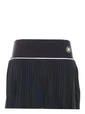 Amiri Pleated Mini Skirt With Logo Detail - Black