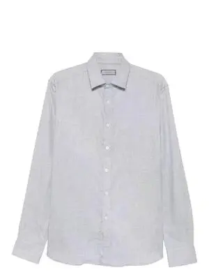 Canali Herringbone-weave Long-sleeve Shirt - Grey