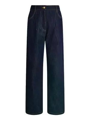 PATOU Boyfriend Contrast-stitch Wide-leg Jeans - Blue