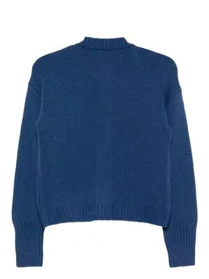 Incentive! Cashmere Chest-pocket Button-up Cardigan - Blue