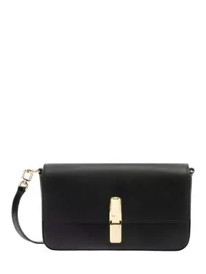 Furla Logo-clasp Leather Shoulder Bag - Black