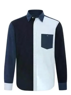 EDEN PARK Arbonne Colour-block Corduroy Shirt - Blue