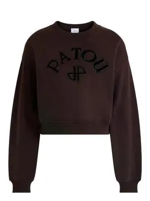 PATOU Logo Patch Cropped Sweater - Brown