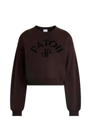 PATOU Logo Patch Cropped Sweater - Brown