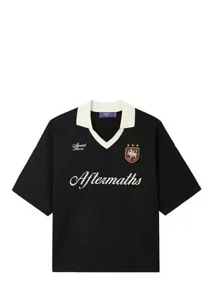 AFTERMATHS Logo-motif Ribbed Polo Shirt - Black