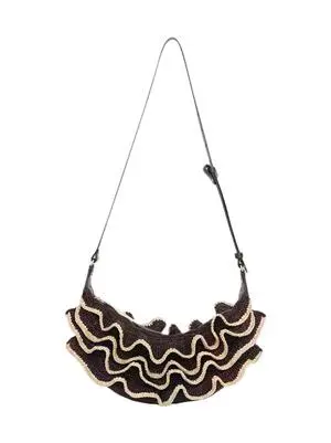 Zimmermann Goldentime Ruffled Shoulder Bag - Brown