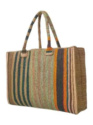 GABRIELE FRANTZEN Crochet Striped Tote Bag - Neutrals