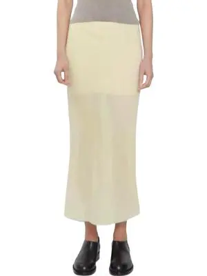 RIER Bias-cut Wool-gauze Midi Skirt - Yellow