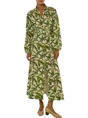 PALM. NOOSA Riviera Belted Dress With Palm Print - Neutrals