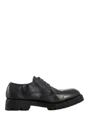 Guidi Leather Lug Sole Derby Shoes - Black