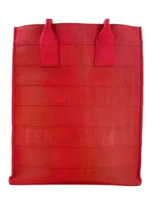 FERRAGAMO 2000s Ribbed Tote Bag - Red