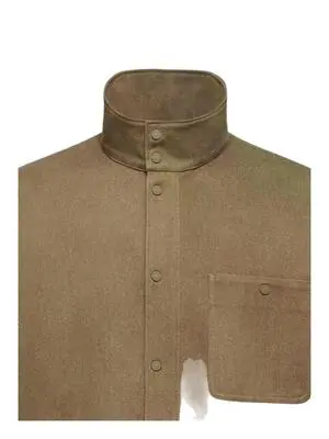 Moncler Leather Logo Cotton Jacket - Green