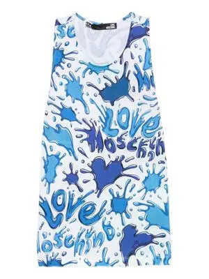 Moschino Graffiti Print Scoop Neck Sleeveless Top - White