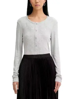 Munthe Grace Ribbed-knit Long-sleeved T-shirt - Grey